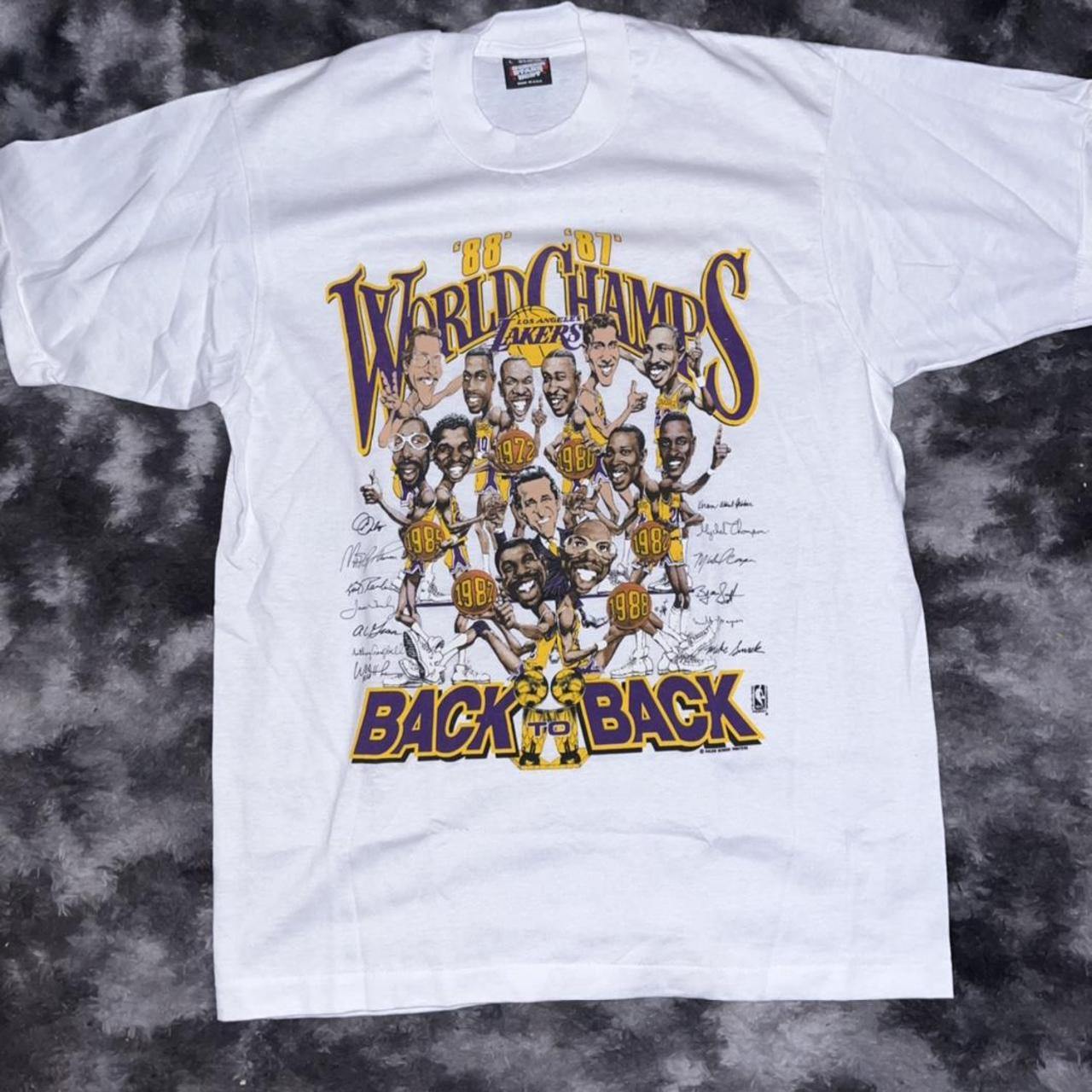 Brand New. 87’-88’ Lakers Championship Retro Tee... - Depop