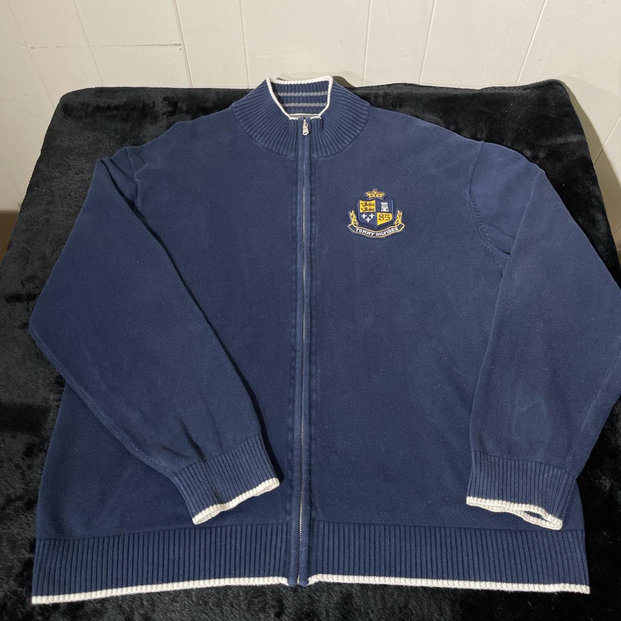 Preppy Tommy Hilfiger Zip Up Sweater Jacket. Length... - Depop