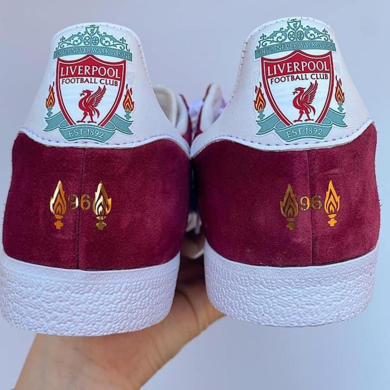 CUSTOM LIVERPOOL FC ADIDAS GAZELLES PLEASE MESSAGE... - Depop