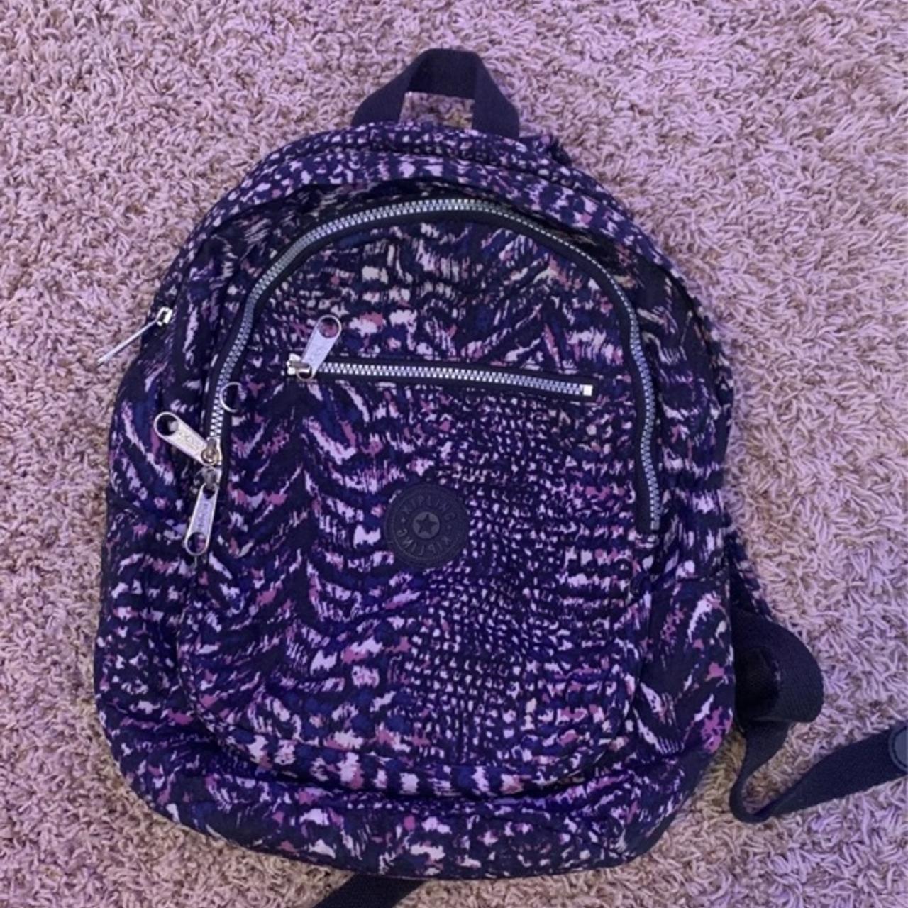 a kipling purple backpack perfect for school, work,... - Depop