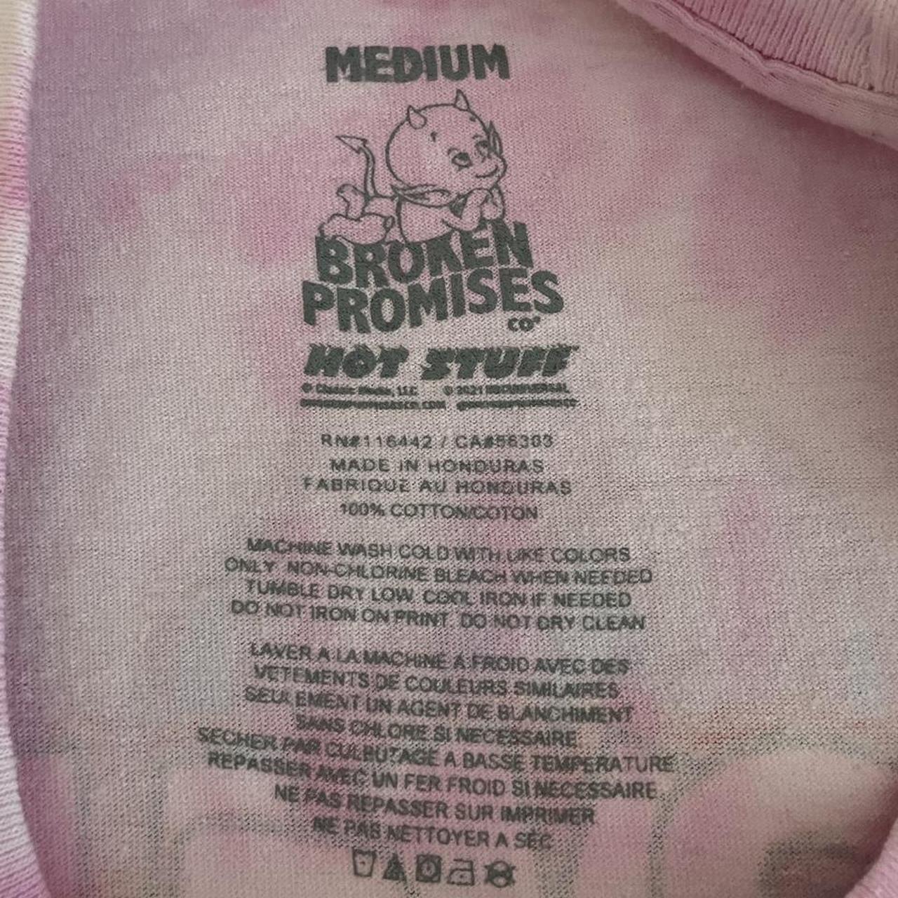 Broken Promises Brand Bleached Pink Tee Shirt SIZE... - Depop