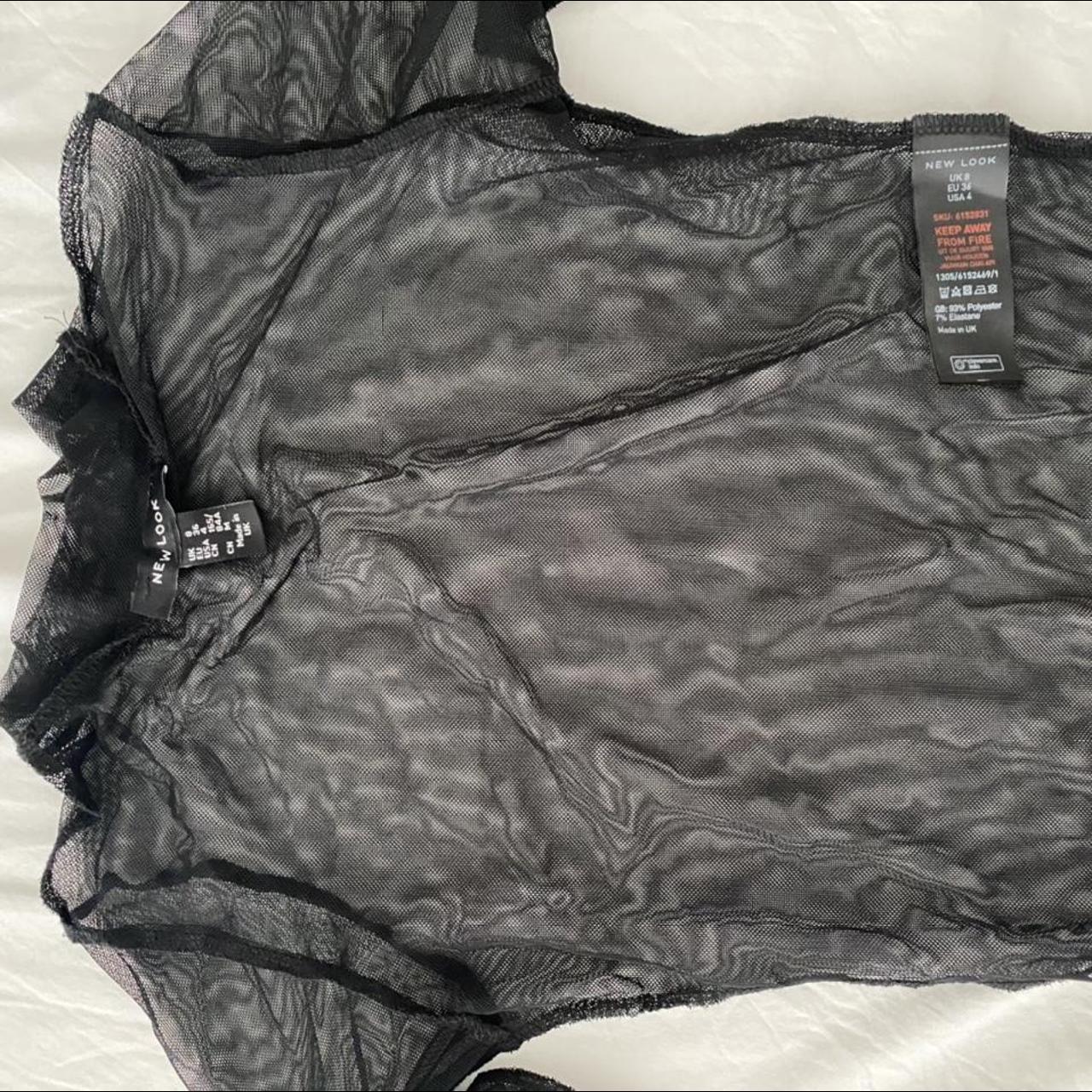NEW LOOK sheer/mesh high neck, long sleeve bodysuit,... - Depop