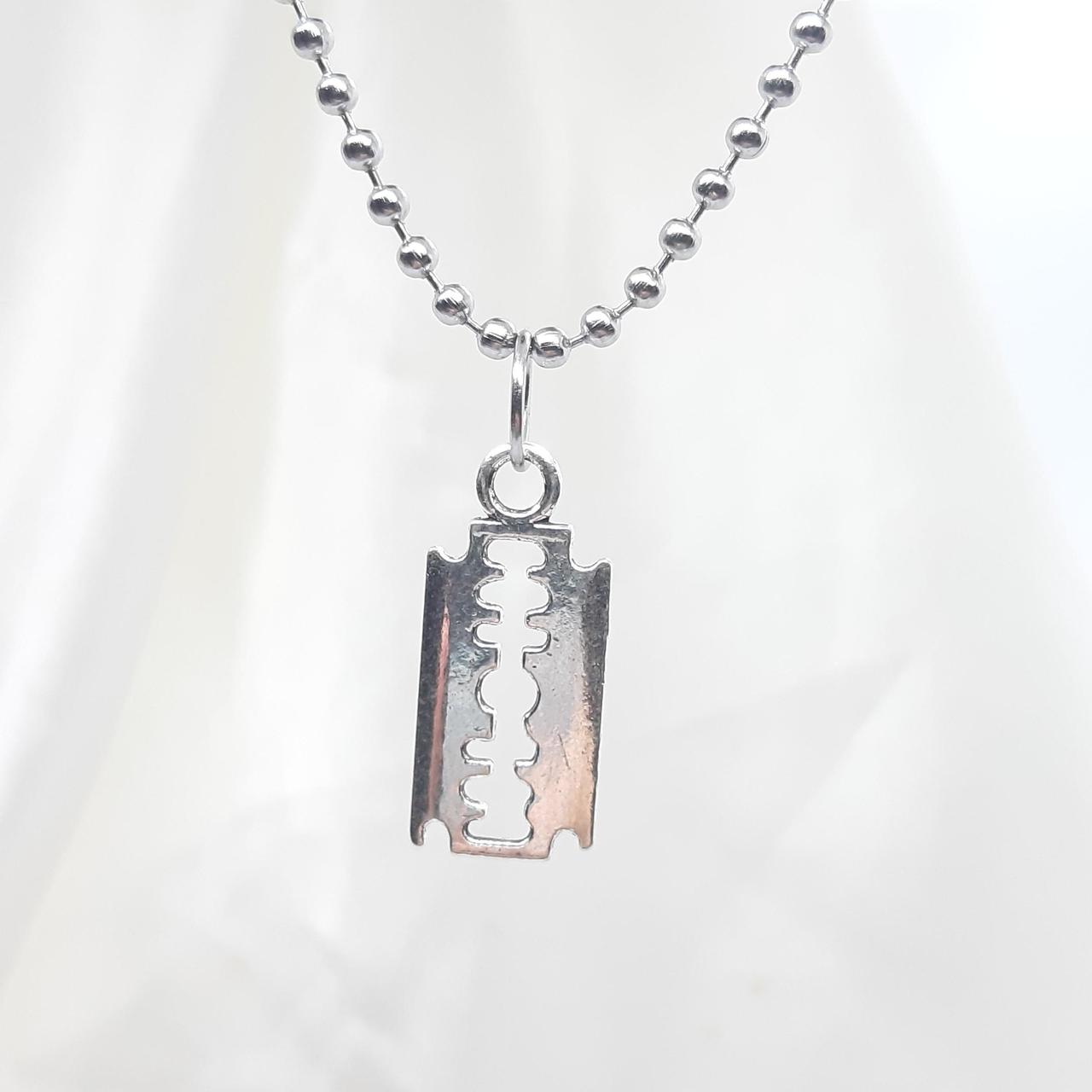 Razor Blade Necklace Handmade ballchain necklace,... - Depop