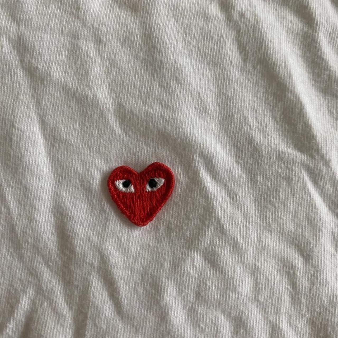 CDG COMME DES GARÇONS PLAY White Small Heart Patch... - Depop