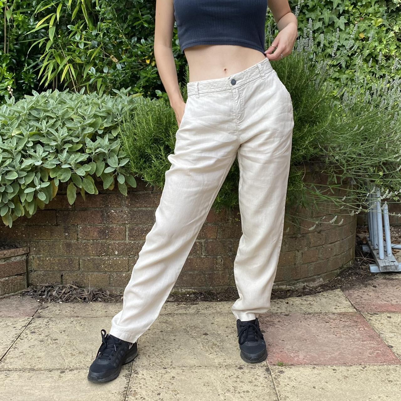 Beige Tan Cream Wide Leg Linen Trousers🤍with belt... - Depop