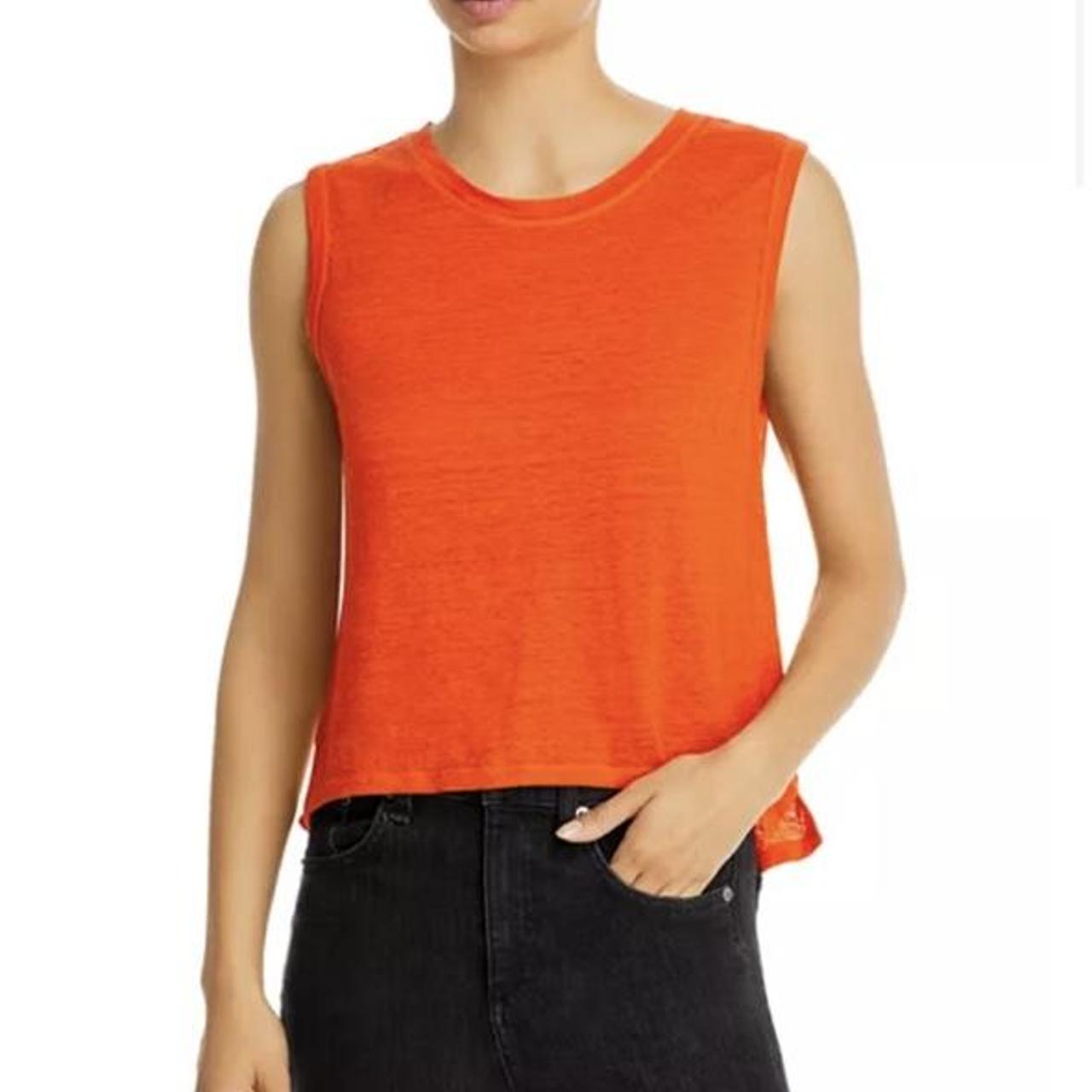 Frame Swingy Linen Muscle Tank in orange crush US... - Depop