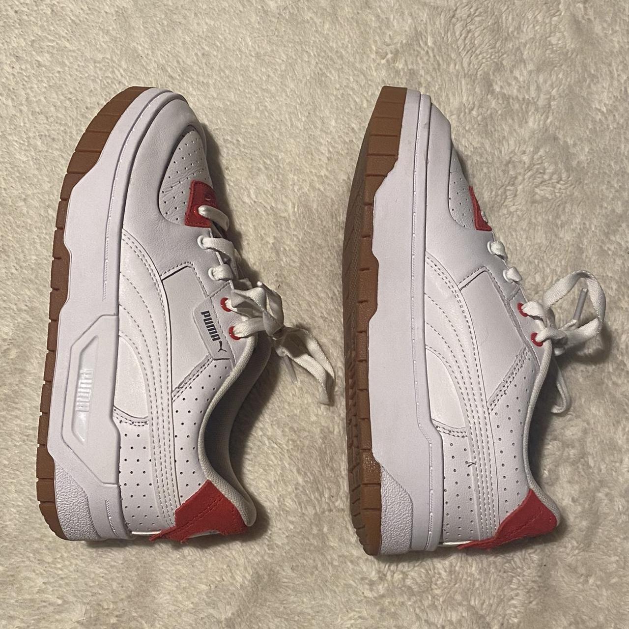 Red and white Puma Cali Dream lightly worn womens sz... - Depop