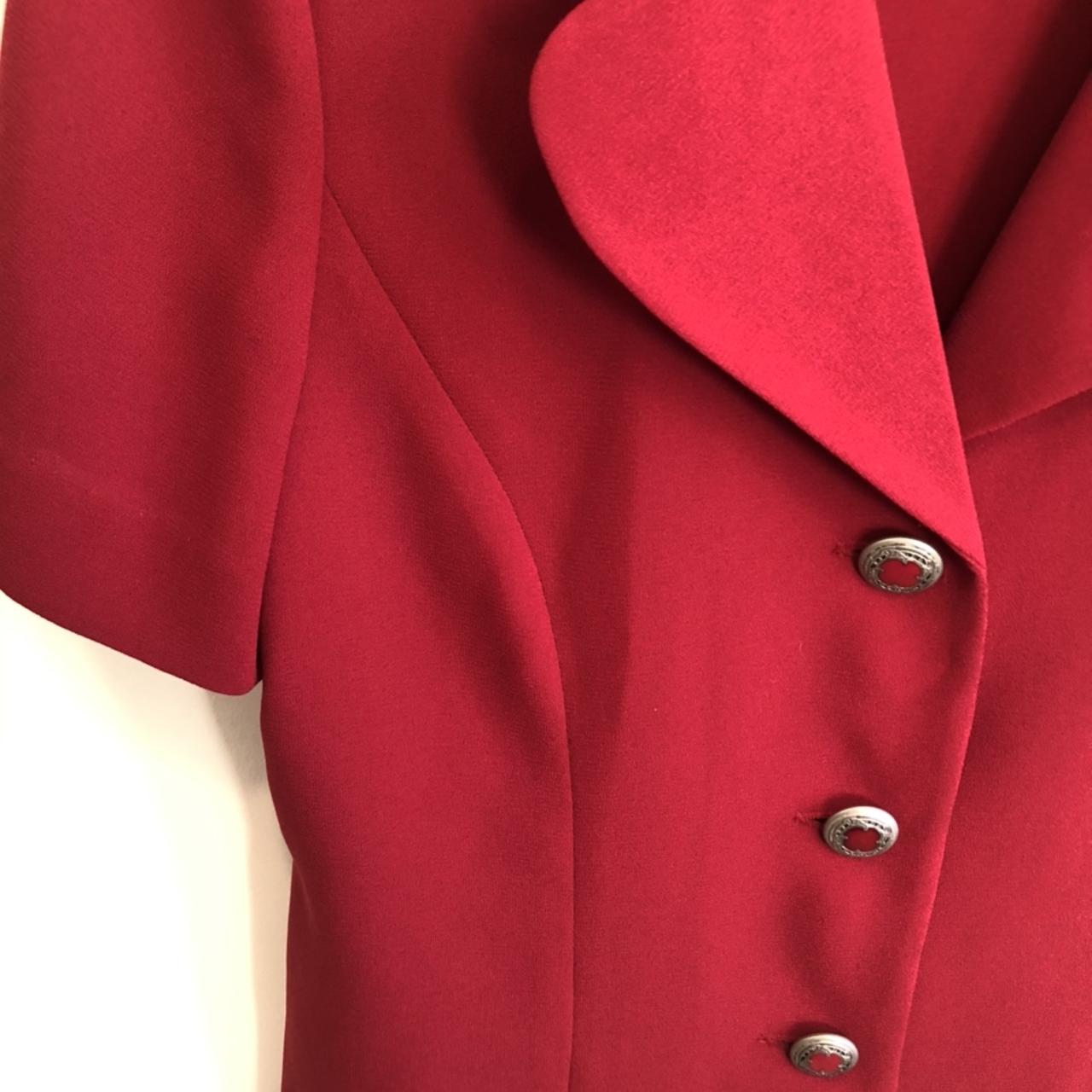 Red button up blouse. Vintage 90’s. Form fitting.... - Depop