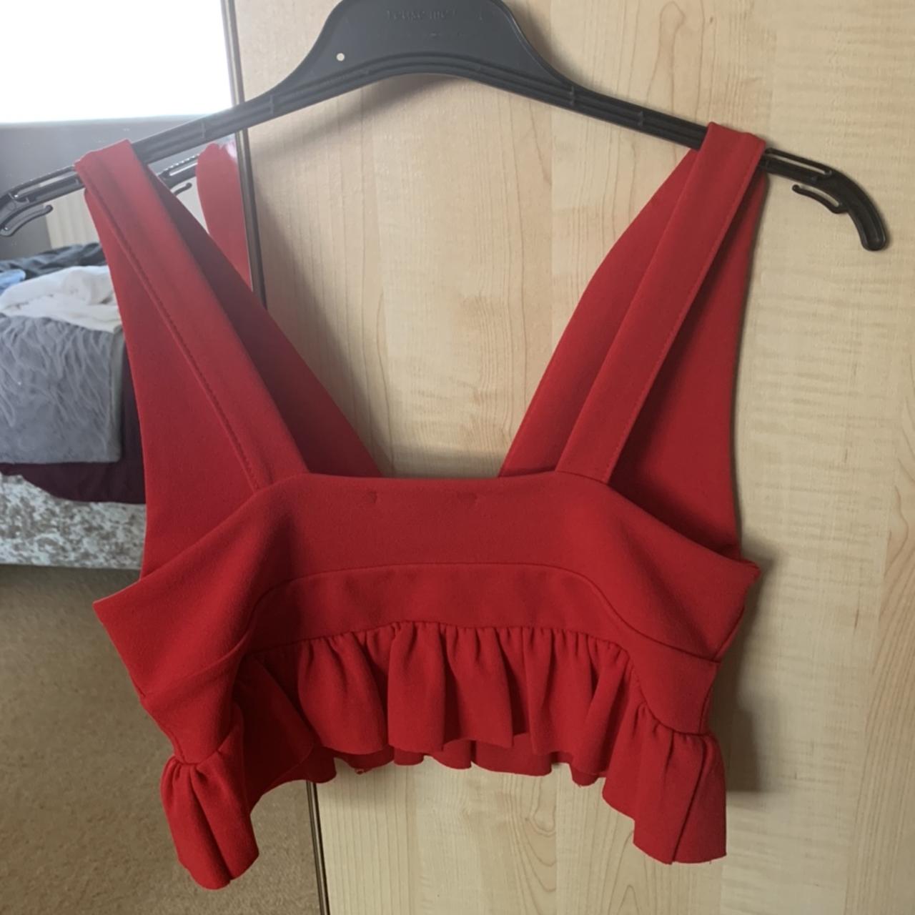Miss Glam Red v shaped crop top. Super Flattering.... - Depop