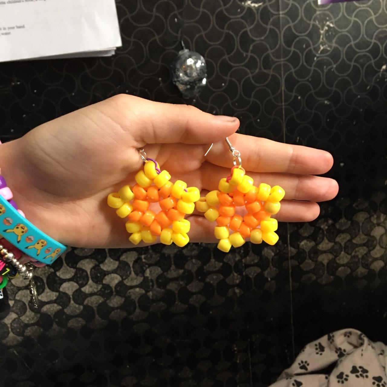 Yellow and orange kandi star earrings #kandi... - Depop