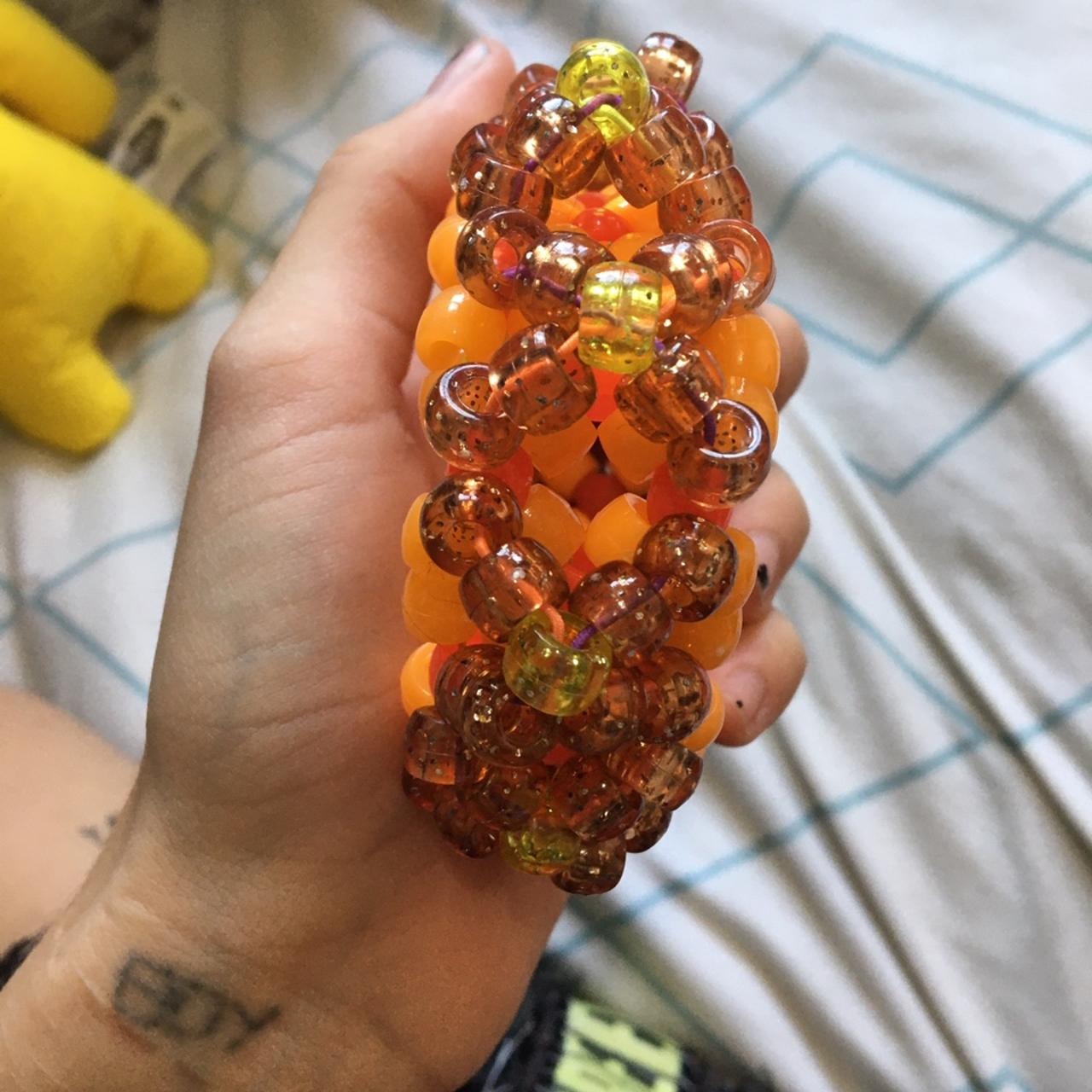 3D orange kandi cuff with glittery beads! This... - Depop
