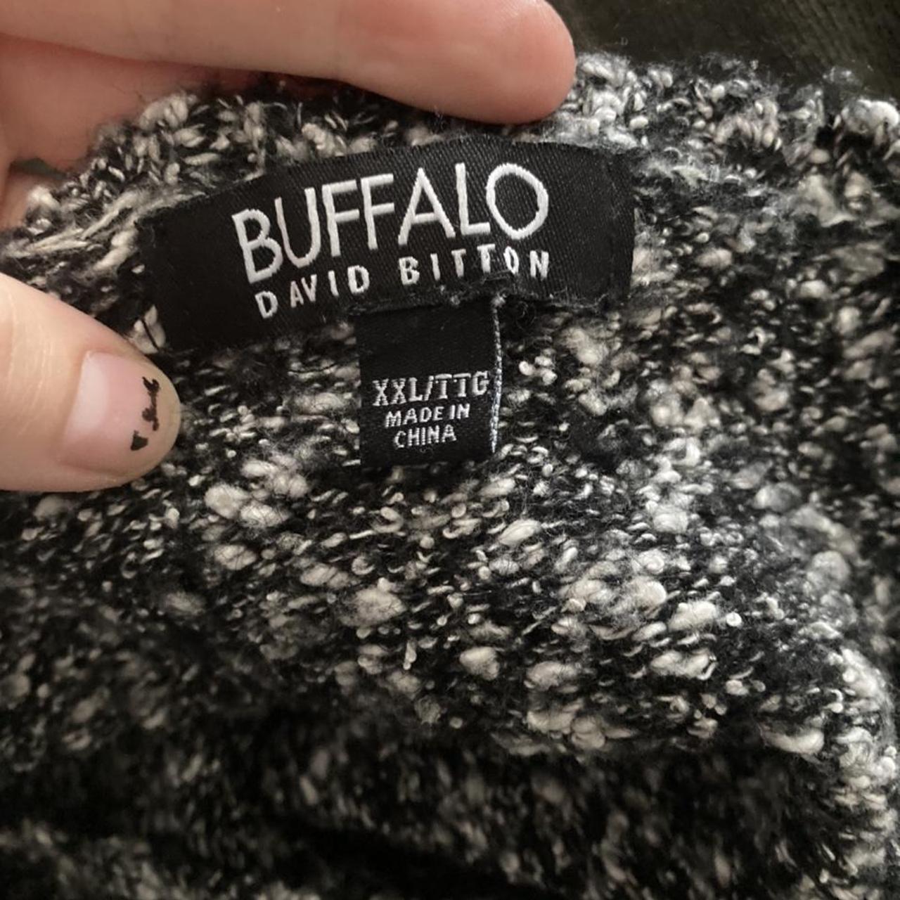 Buffalo David Bitton Women's Black and White Jumper | Depop