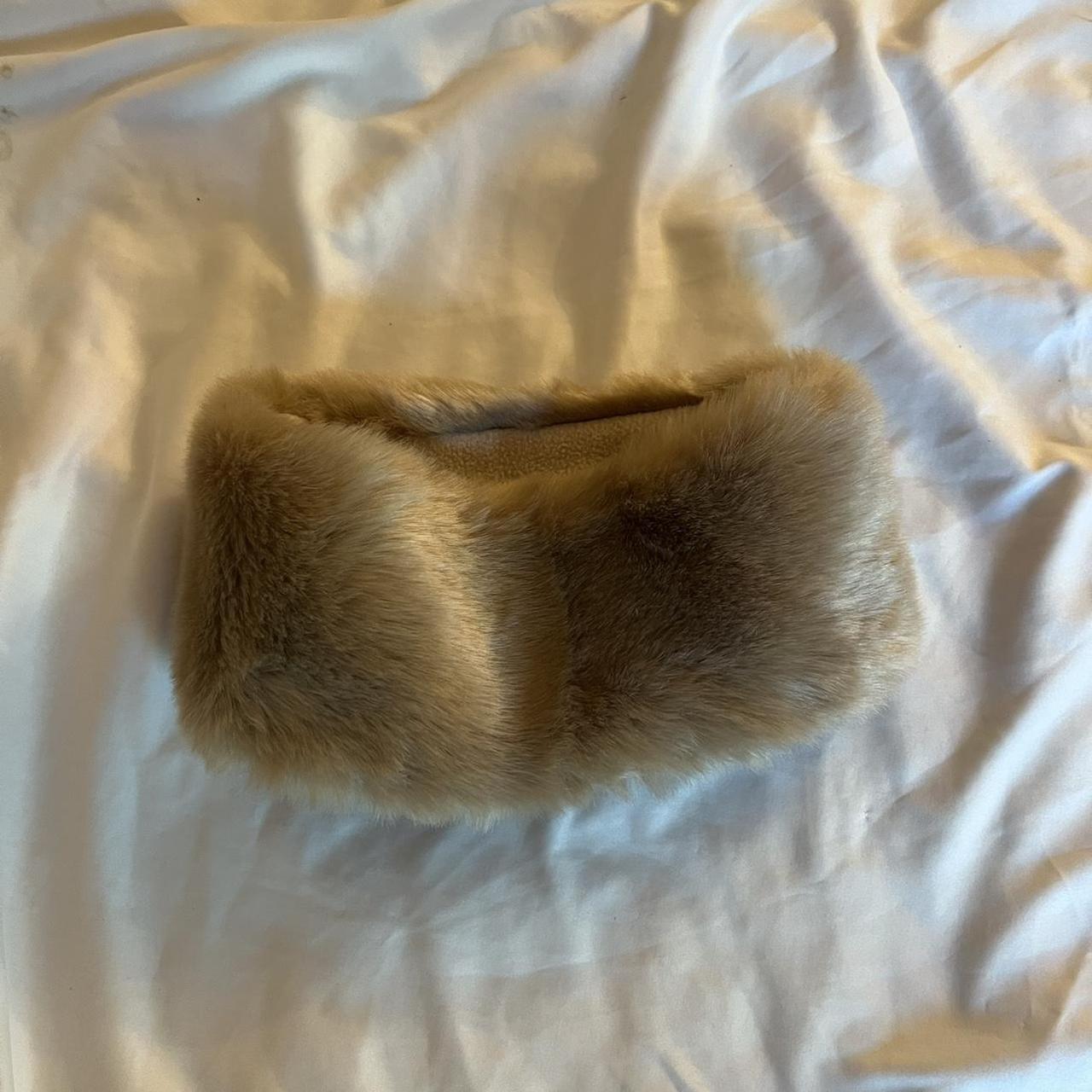 Tan faux fur head wrap :)) only worn to try on. good... - Depop
