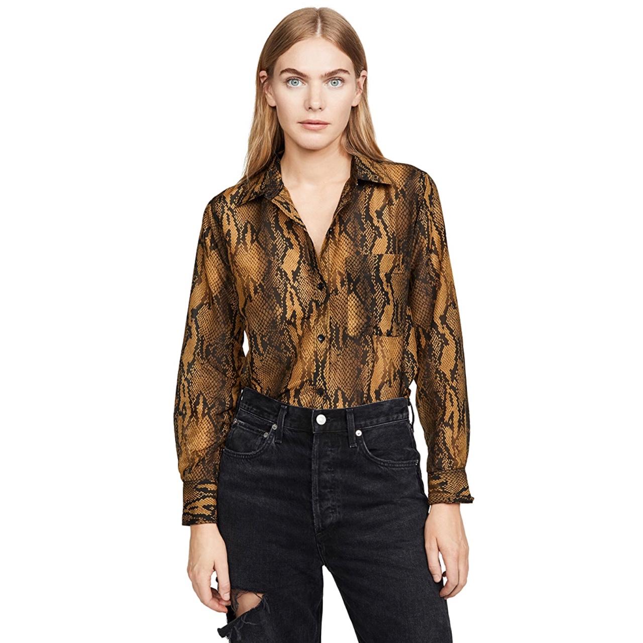 NWT Current/Elliott Neal Snake Print Button... - Depop