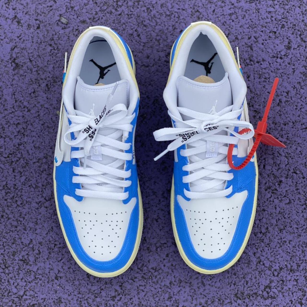 Off white uni blue Jordan lows - custom Made, The... - Depop