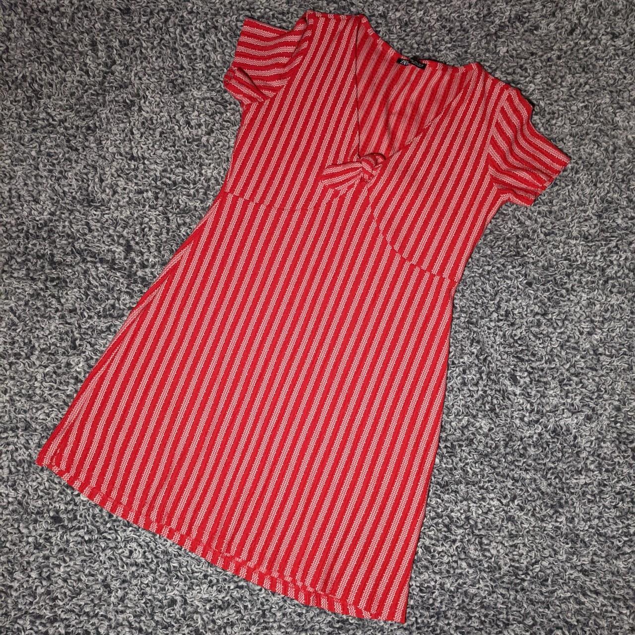 STRIPED RED ZARA DRESS Super comfy red dress with... - Depop