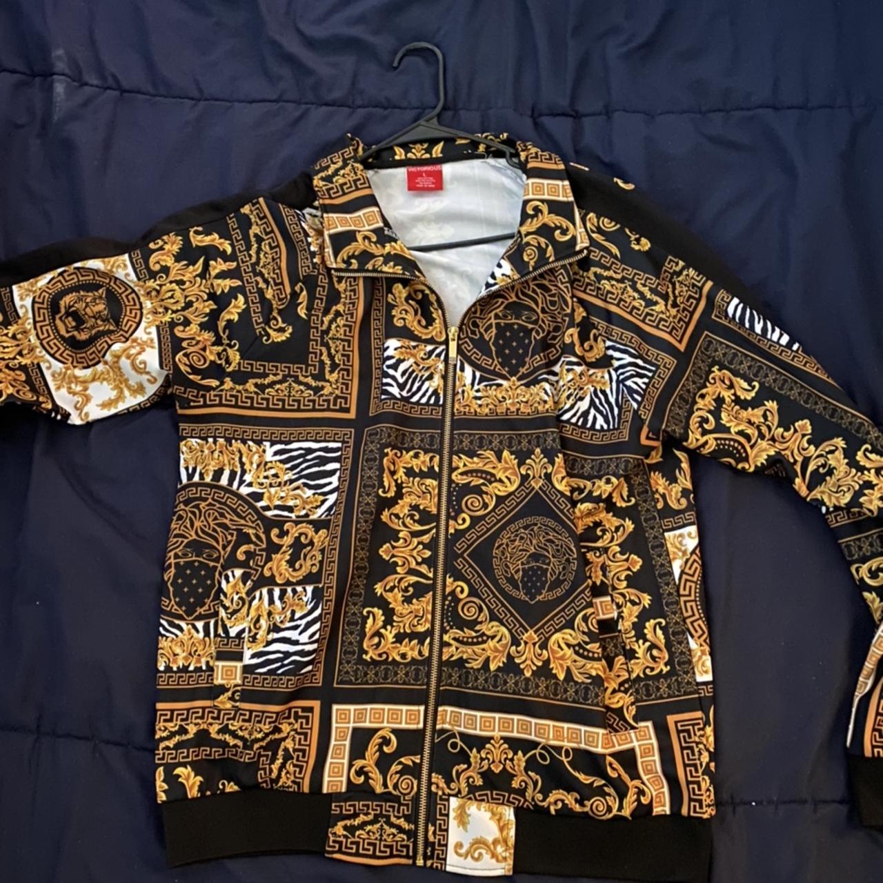 #Fashionnova #bomber #jacket #Versace #gold new... - Depop
