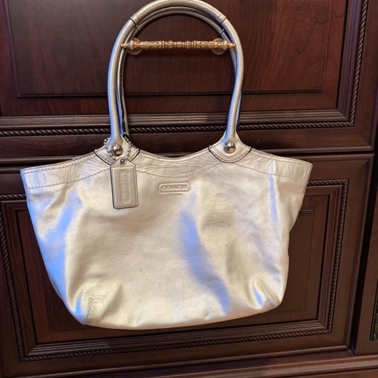 Coach Silver Metallic Tote Bag Ok condition, a few... - Depop