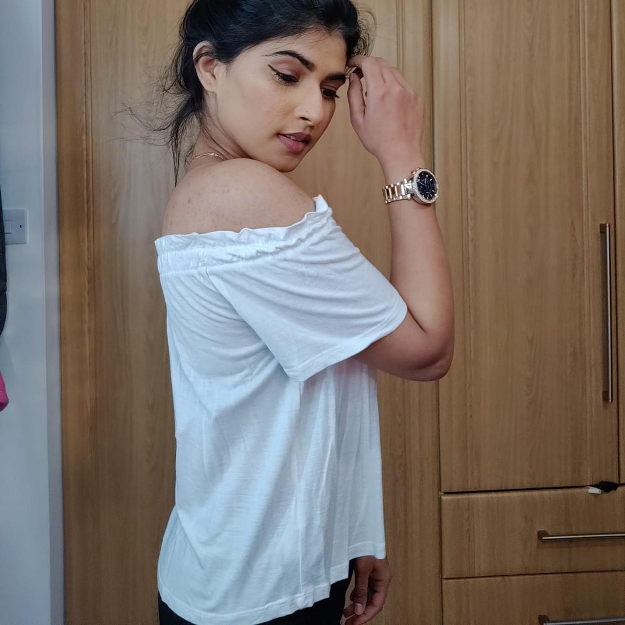 Offshoulder white top Brand : Primark UK Size : 6... - Depop