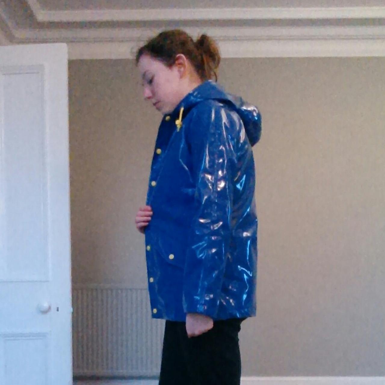 Women's blue PVC raincoat from New Look. In perfect... - Depop