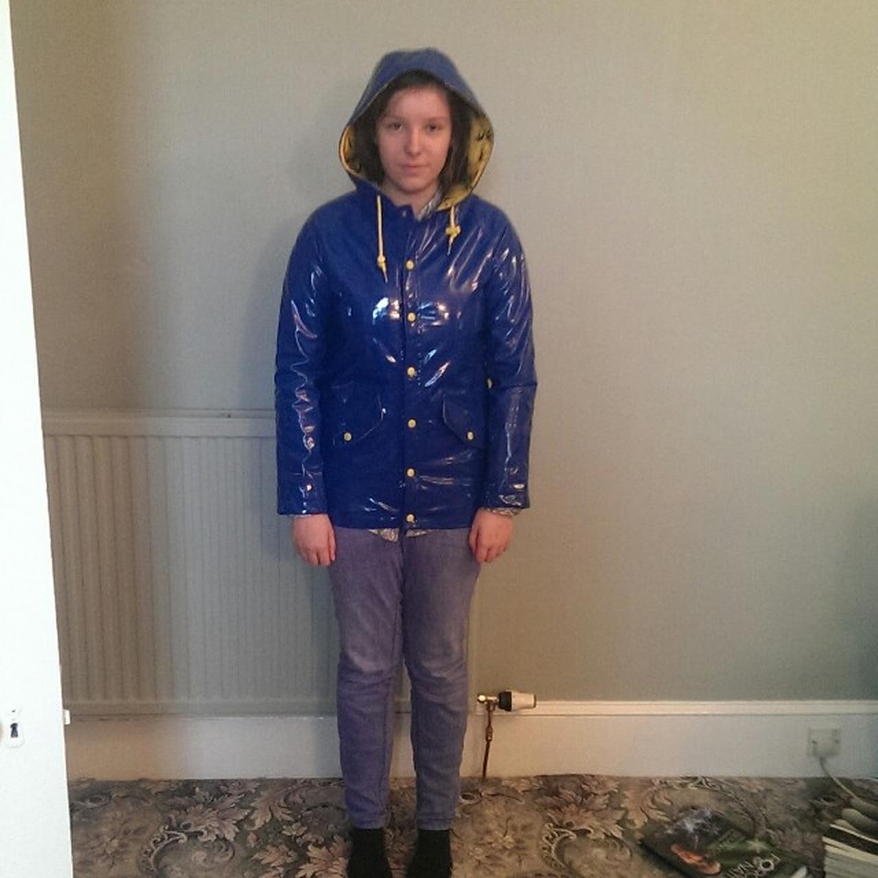 Women's blue PVC raincoat from New Look. In perfect... - Depop