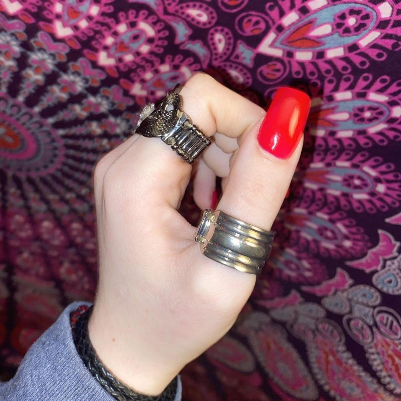 chunky adjustable fashion rings (set of 2) 🐚 -fits... - Depop