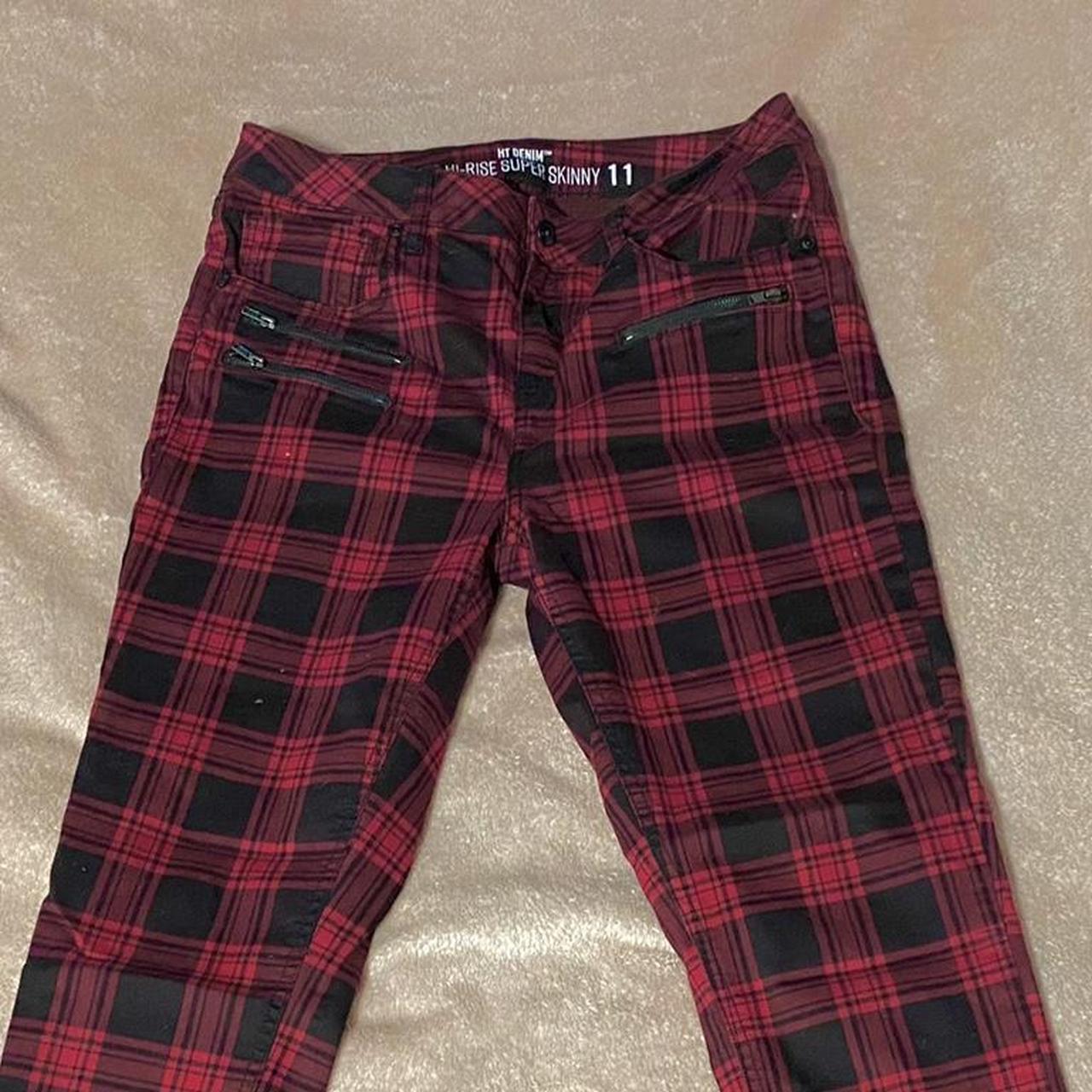 red plaid pants! from hot topic size 11 only worn a... - Depop