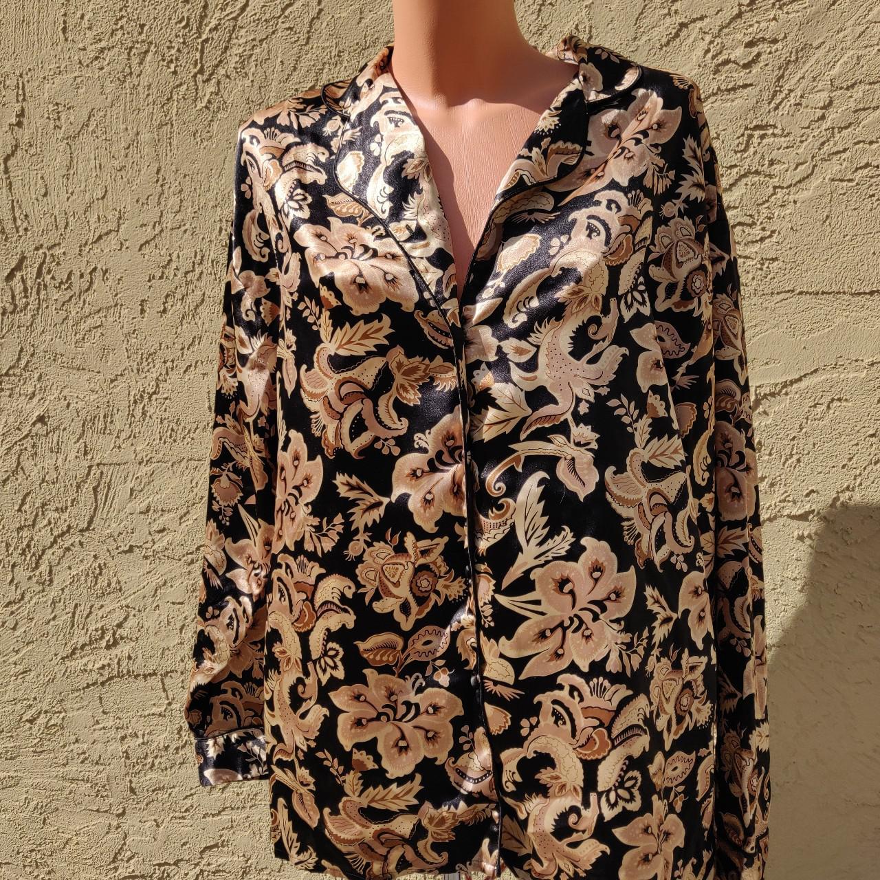 Vintage Adonna gold floral button up has some snags... - Depop