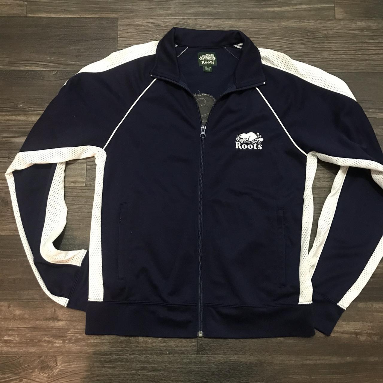 Roots Men's Navy and White Jacket | Depop