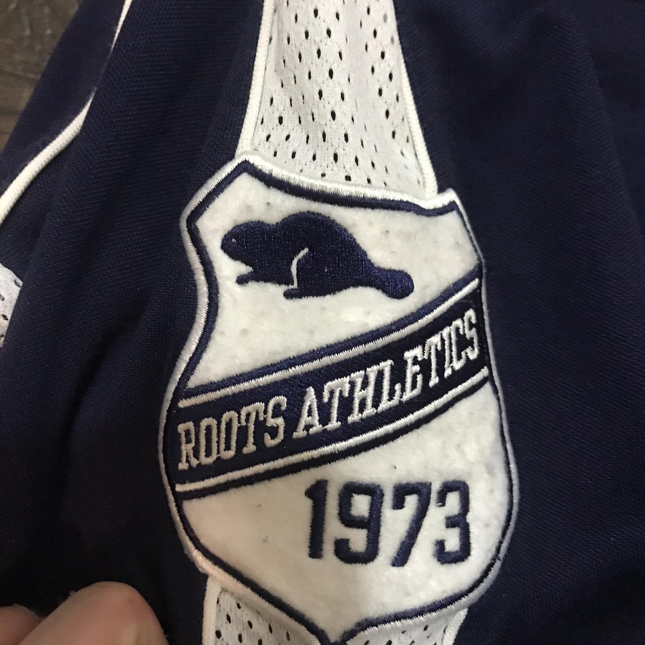 Roots Men's Navy and White Jacket | Depop