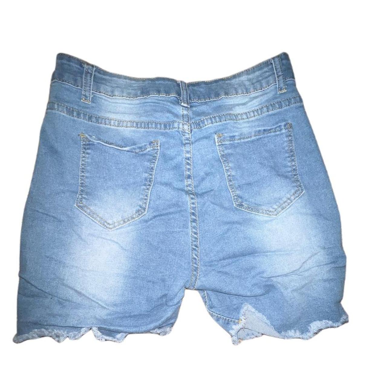 Jean shorts with rips. Flares at the bottom. Size... - Depop