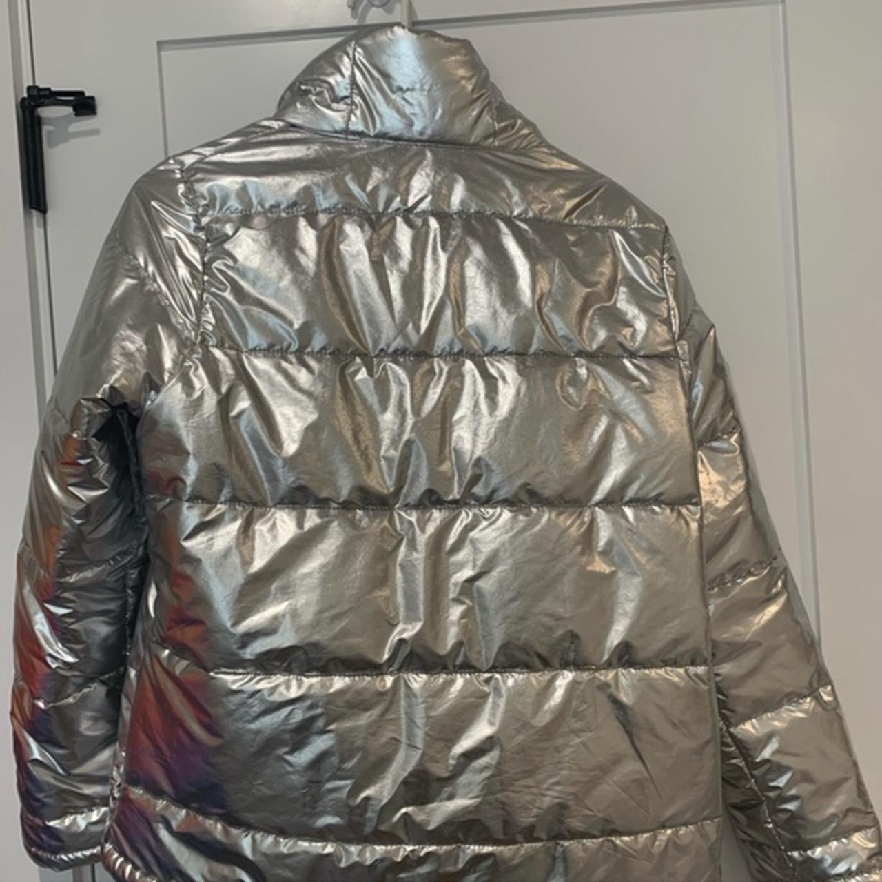 Silver Metallic Jacket! Only worn once! Size medium!... - Depop