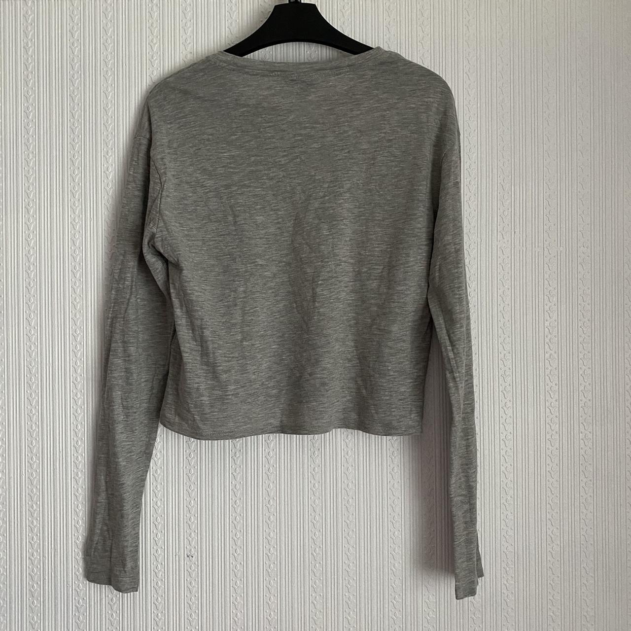 Topshop long sleeve crop grey top. Size 12. Worn a... - Depop