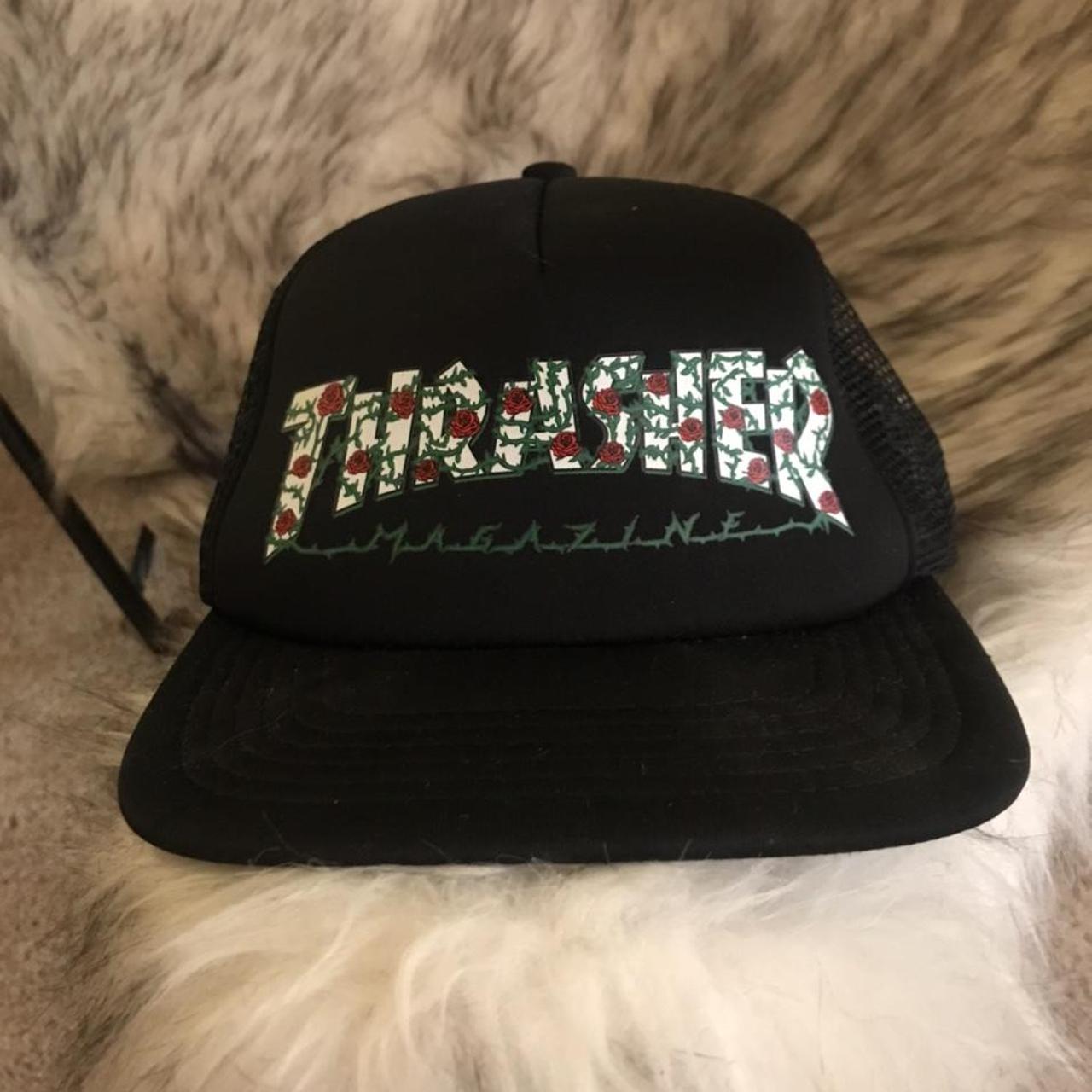 Black Thrasher cap with roses on logo 🥀 🌹🖤 #trasher... - Depop