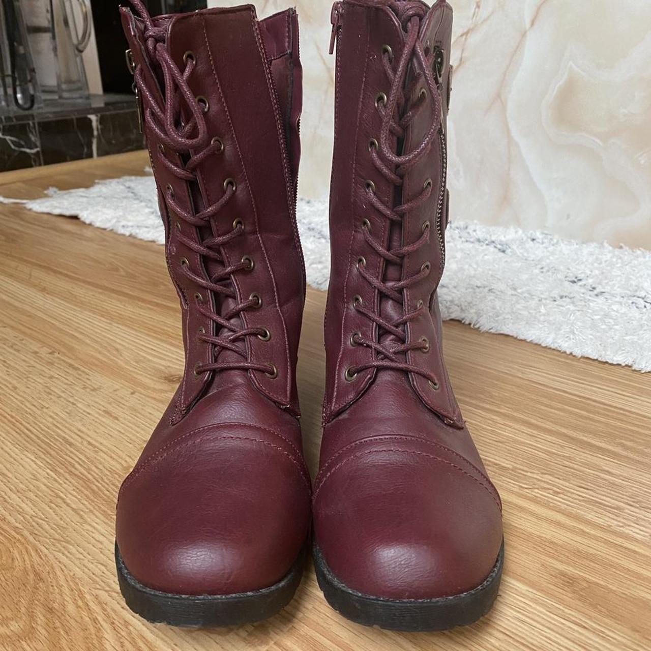 Rue 21 Women's Burgundy and Red Boots | Depop