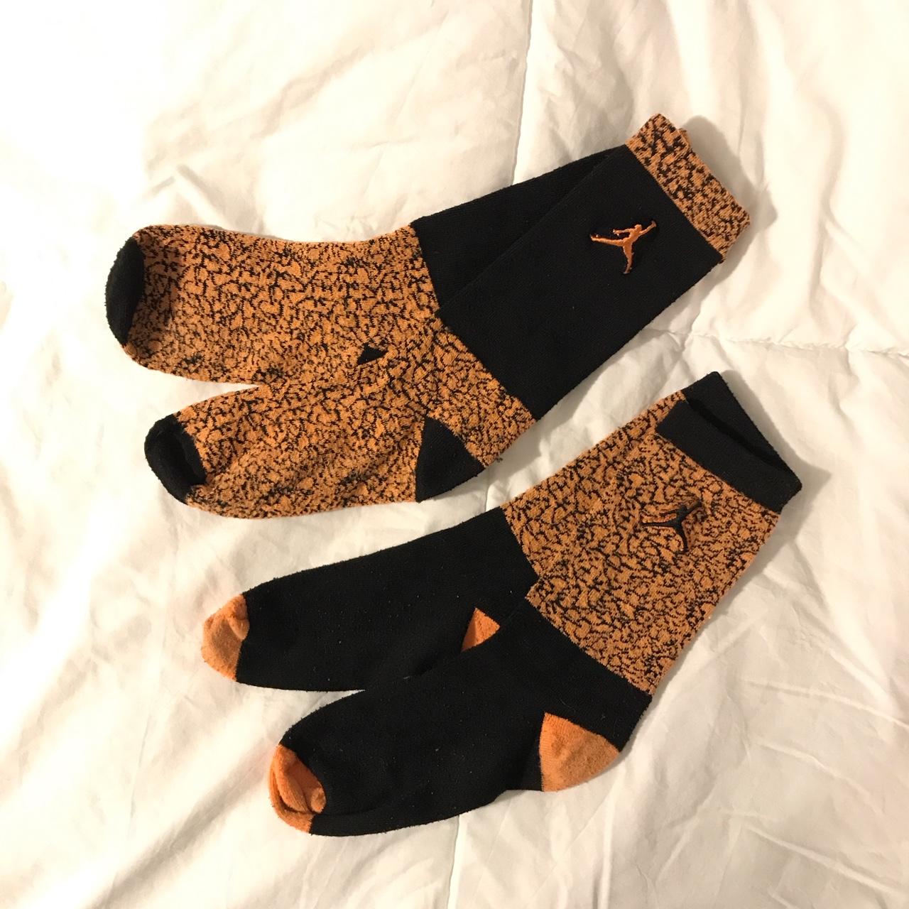 Jordan Men's Black and Orange Socks | Depop