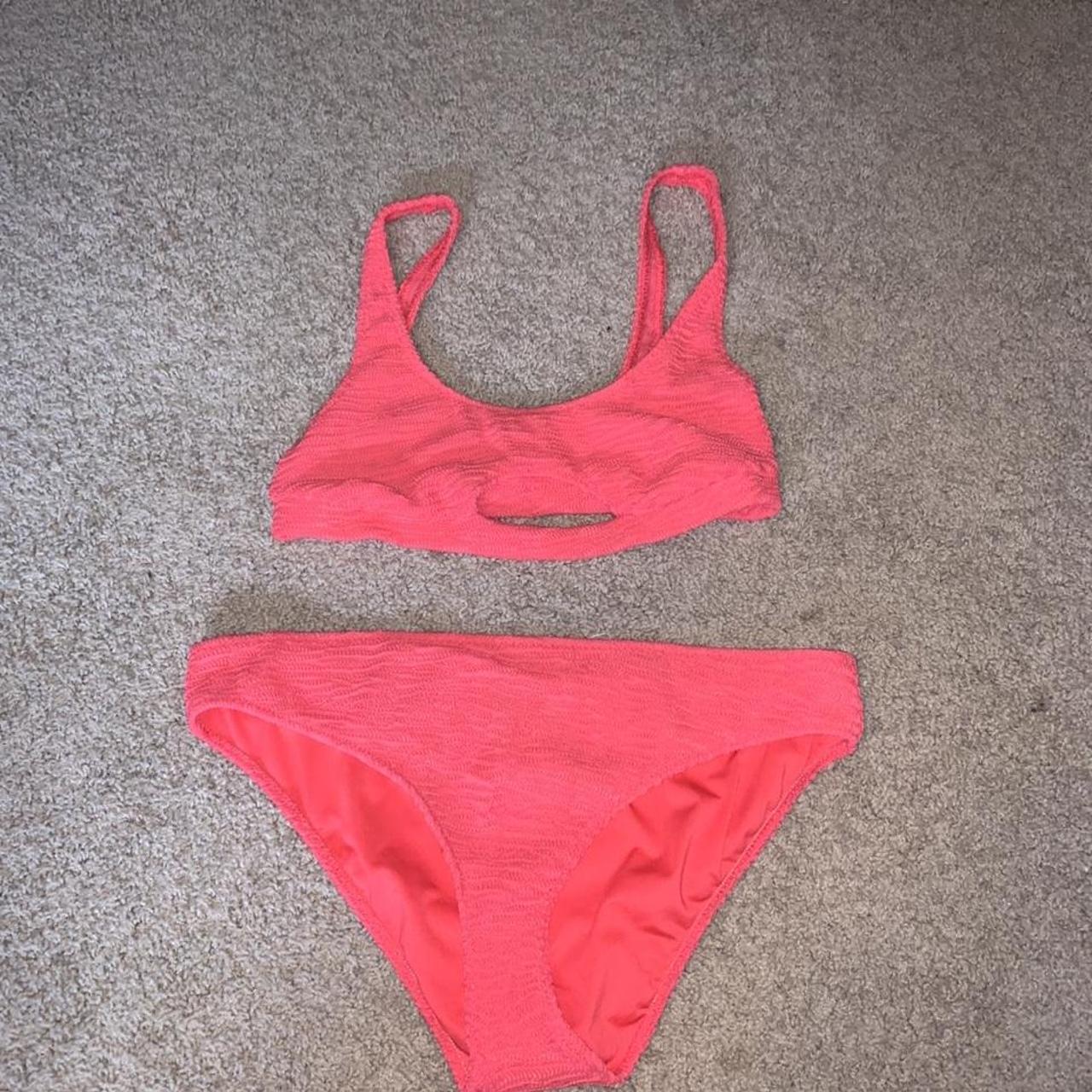 Hot Pink Bikini Tops Has Cut Out In The Middle Depop