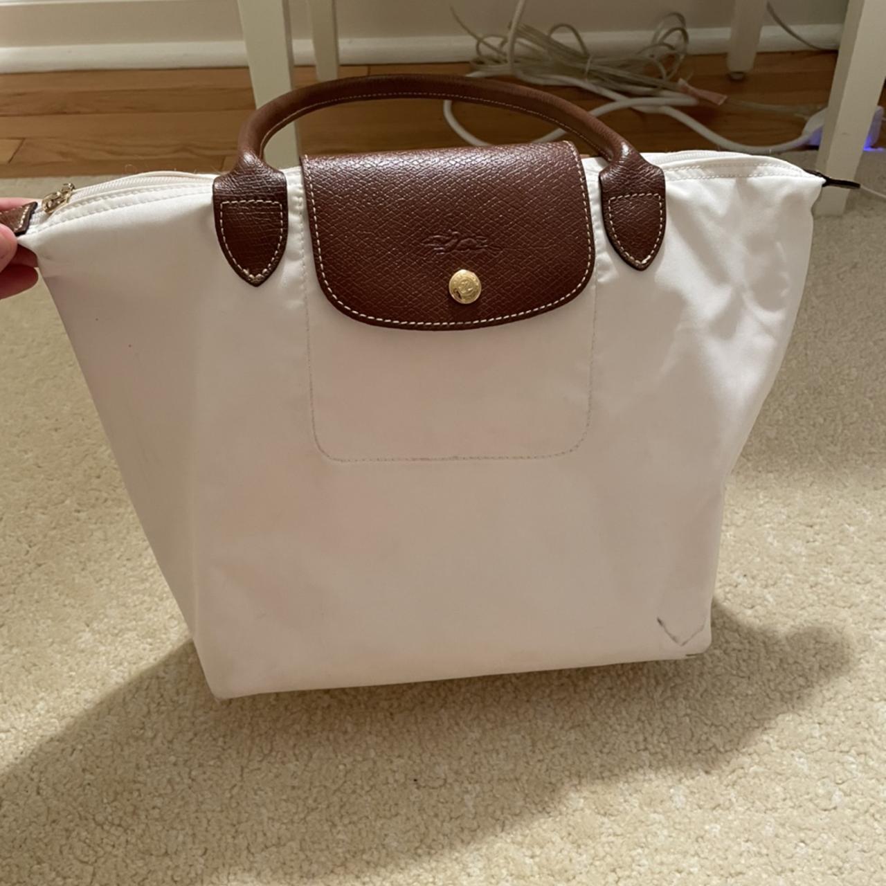 Longchamp White Le Pliage Medium sized tote.... - Depop