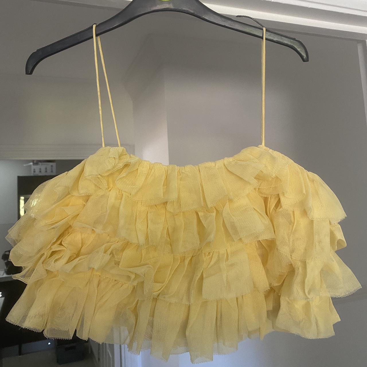 Zara yellow frill crop top Worn couple of times... - Depop
