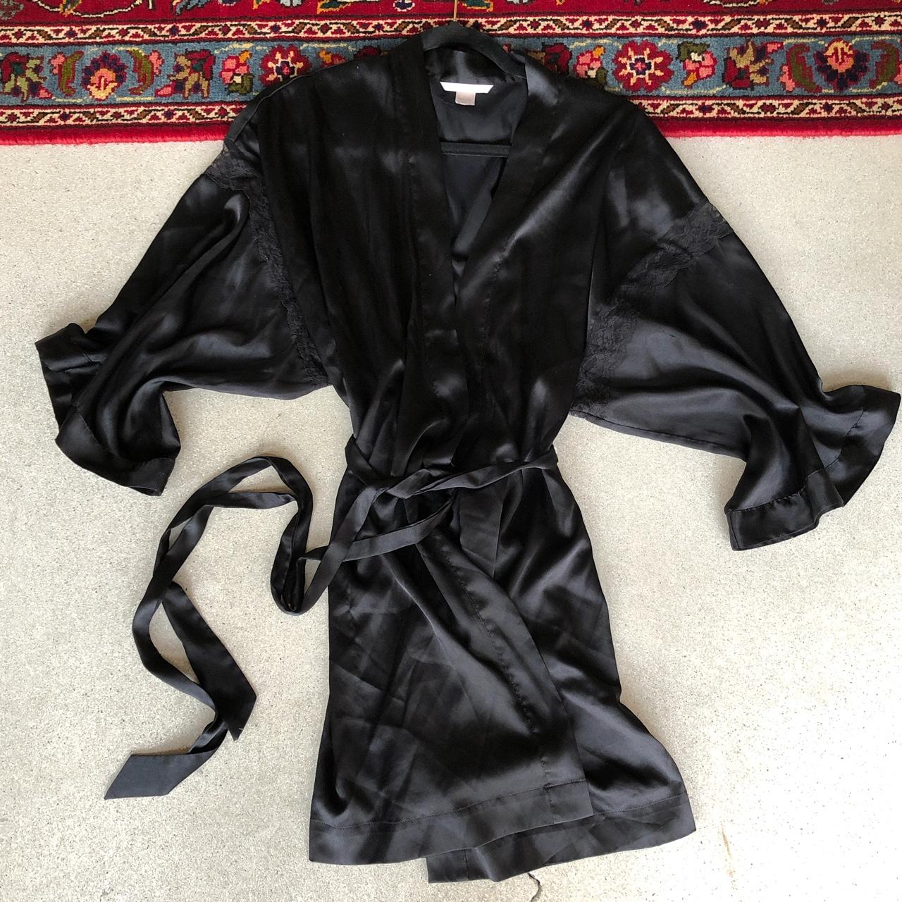 VICTORIA’S SECRET BLACK SILK ROBE * Satin robe... - Depop