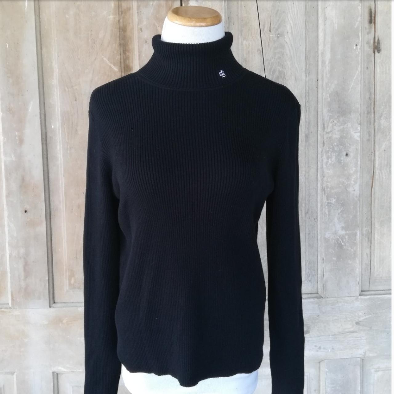 Black Ribbed turtleneck from Lauren Ralph Lauren.... - Depop