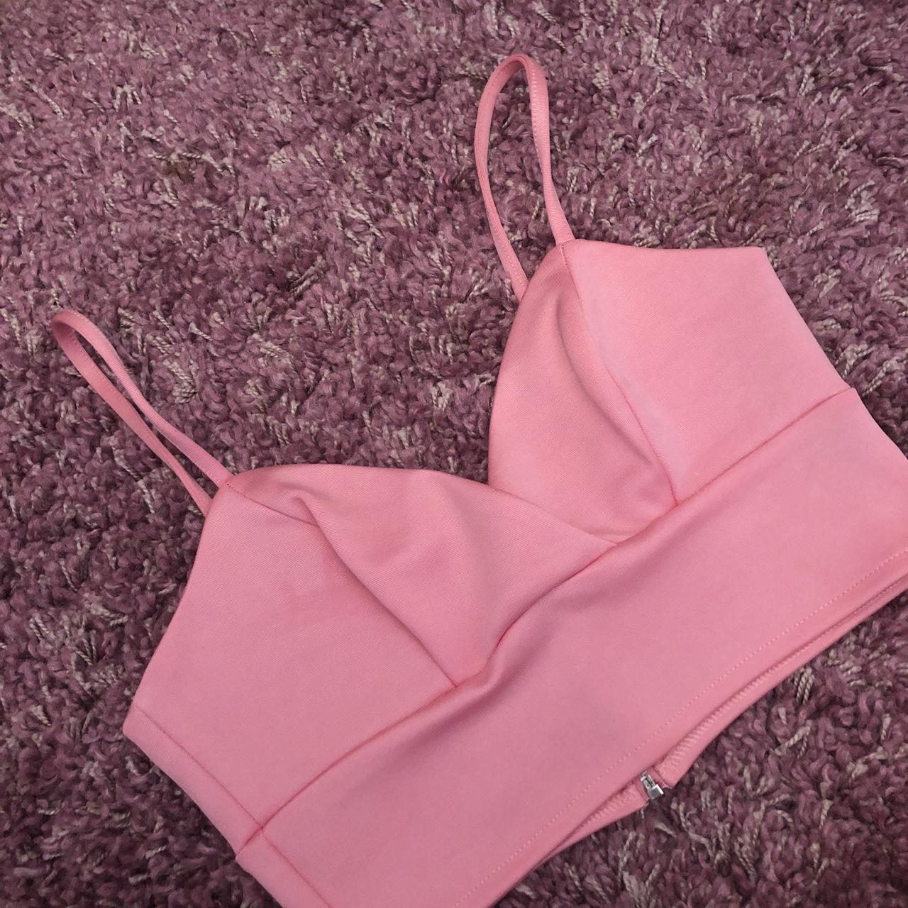 Top shop bright pink bralet with zip fastening!... - Depop