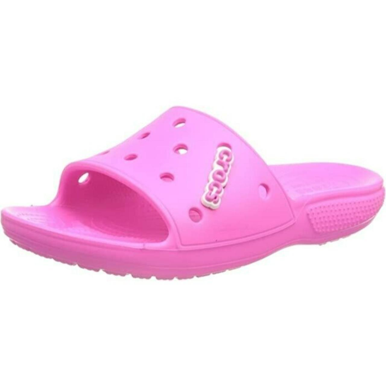 Crocs Women's Pink Slides | Depop