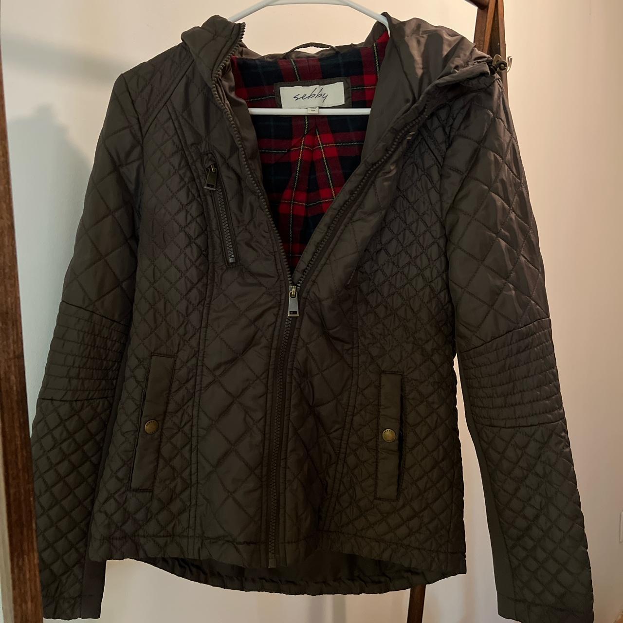 Sebby Women's Green and Red Jacket | Depop