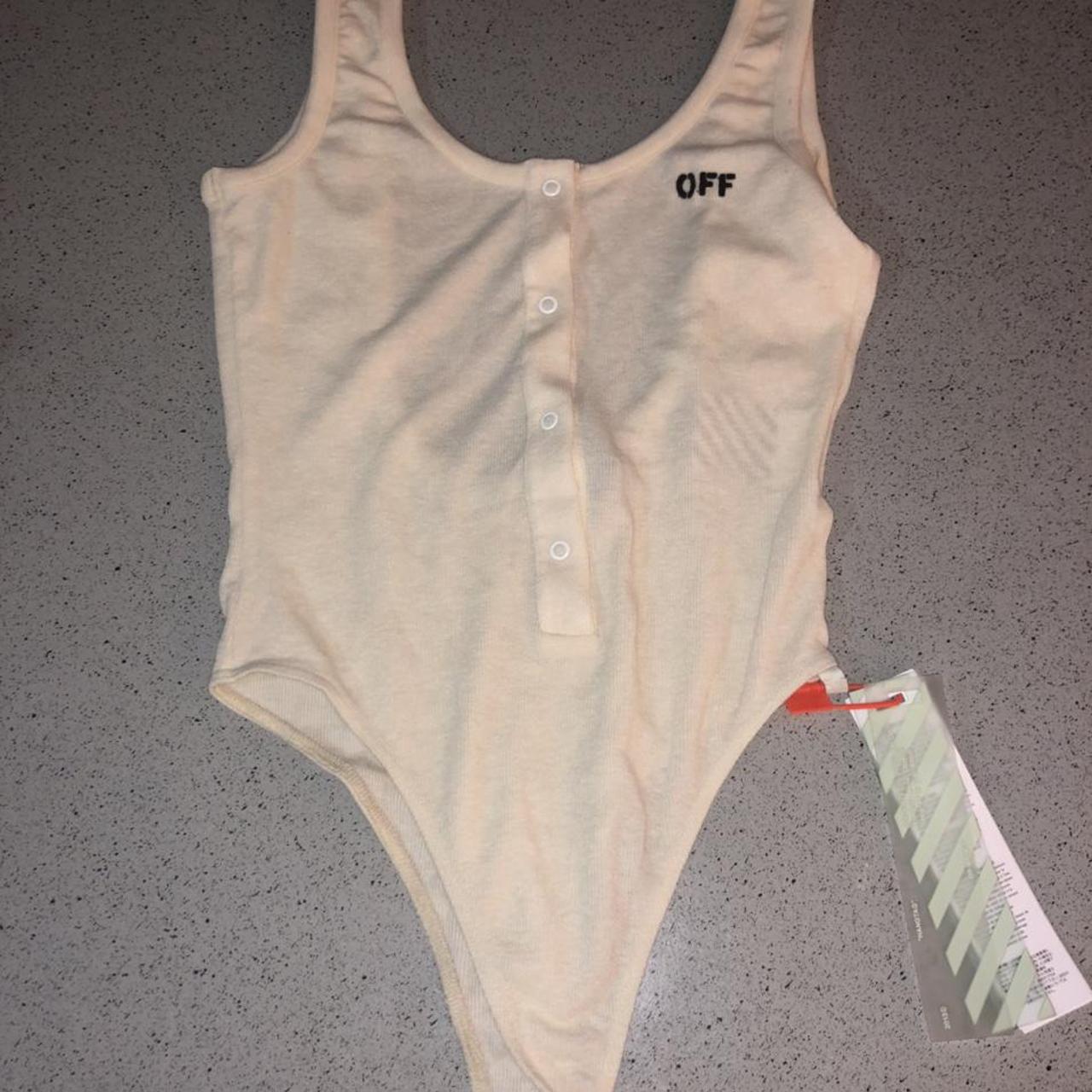 Off-White Women's Cream Bodysuit | Depop