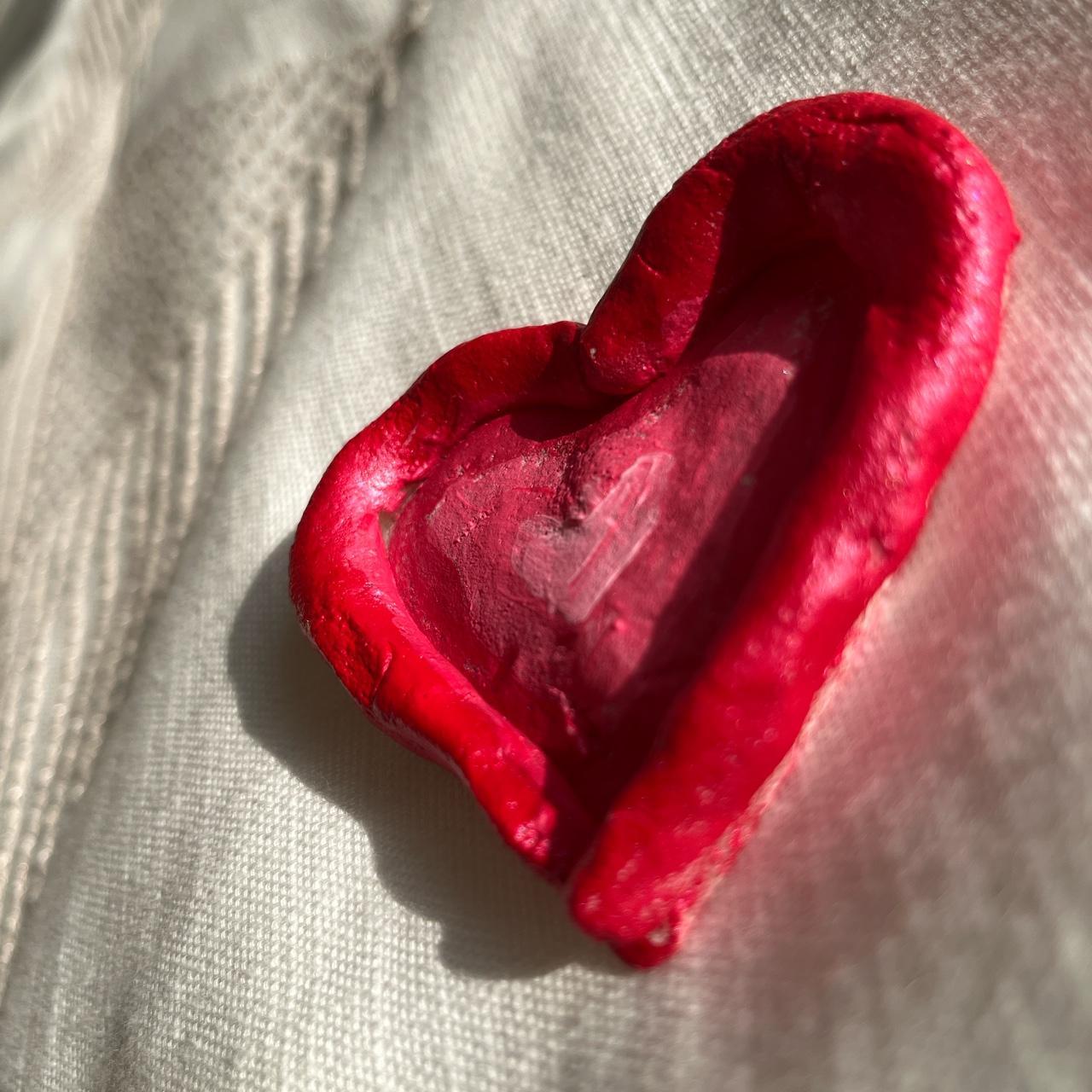 handmade heart clay jewelry holder ️. put earrings,... - Depop