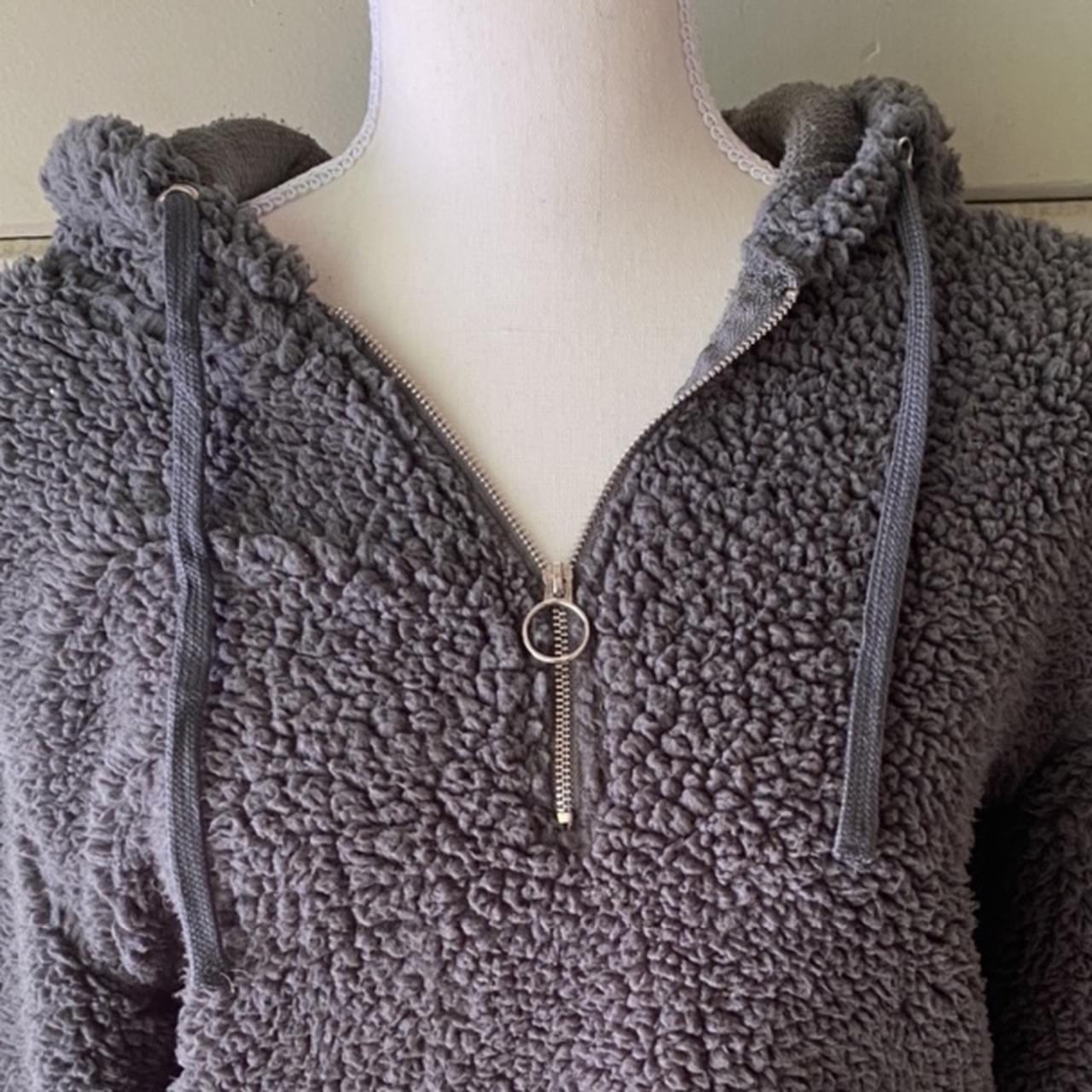 Fluffy Half Zip Crop Top Jacket - Depop
