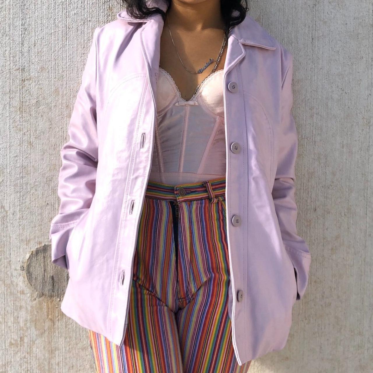 💕VINTAGE LAVENDER LEATHER JACKET BY WILSON. 100%... - Depop