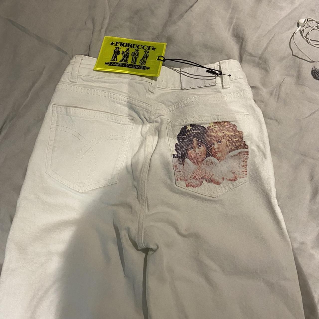 very rare white fiorucci jeans unique - Depop