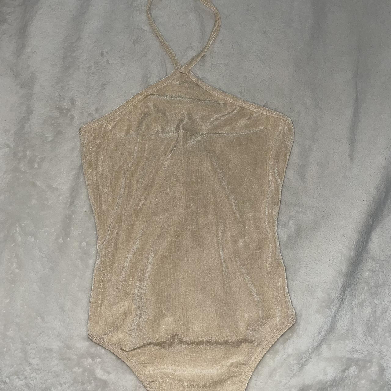 Women's Cream and Tan Bodysuit | Depop